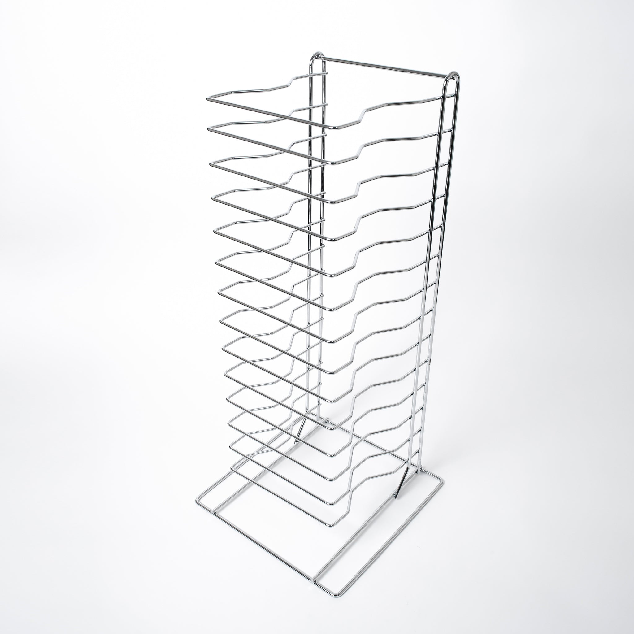 Chrome Plated Pizza Pan Wire Stacking Rack, 15 Slot (1.5" Gap) — Alpha ...